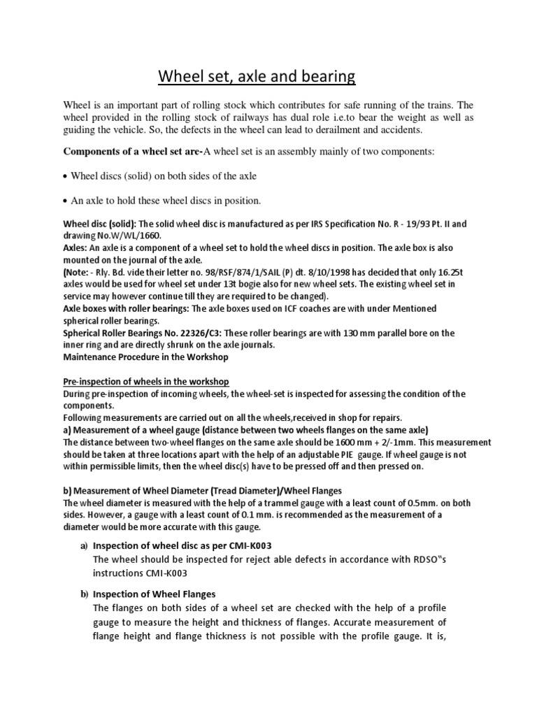 WHEEL DEFECTS & WHEEL SHELLING (Soft Copy) - 0 | PDF | Tire | Bearing ...