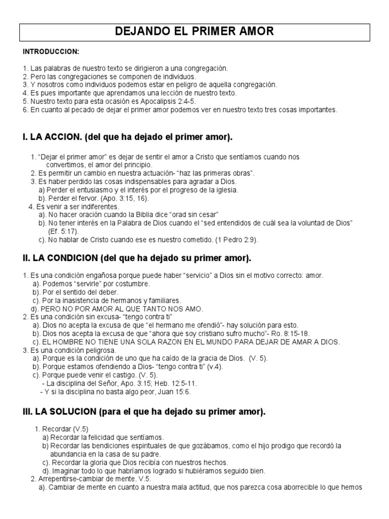 Dejando El Primer Amor | PDF | Amor | Creencia religiosa y doctrina