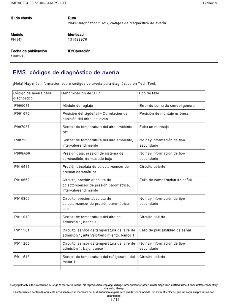 EMS, Códigos de Diagnóstico de Avería | PDF | Turbocompresor | Presión