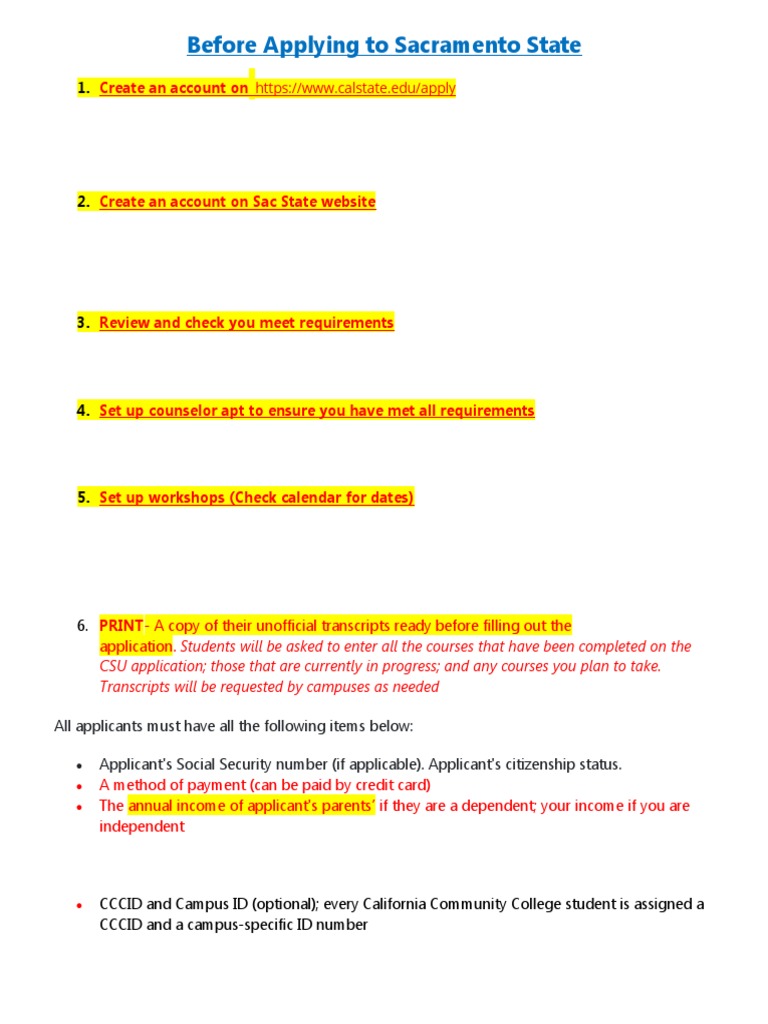 Applying To Sacramento State | PDF | University And College Admission