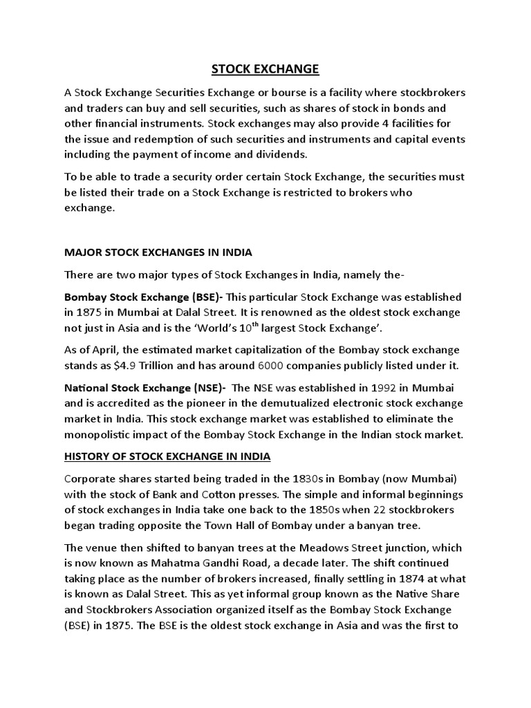 Stock Exchange | PDF | Stock Exchange | Stocks