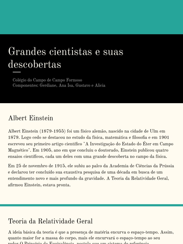 Grandes Cientistas e Suas Descobertas | PDF | Gravidade | Física