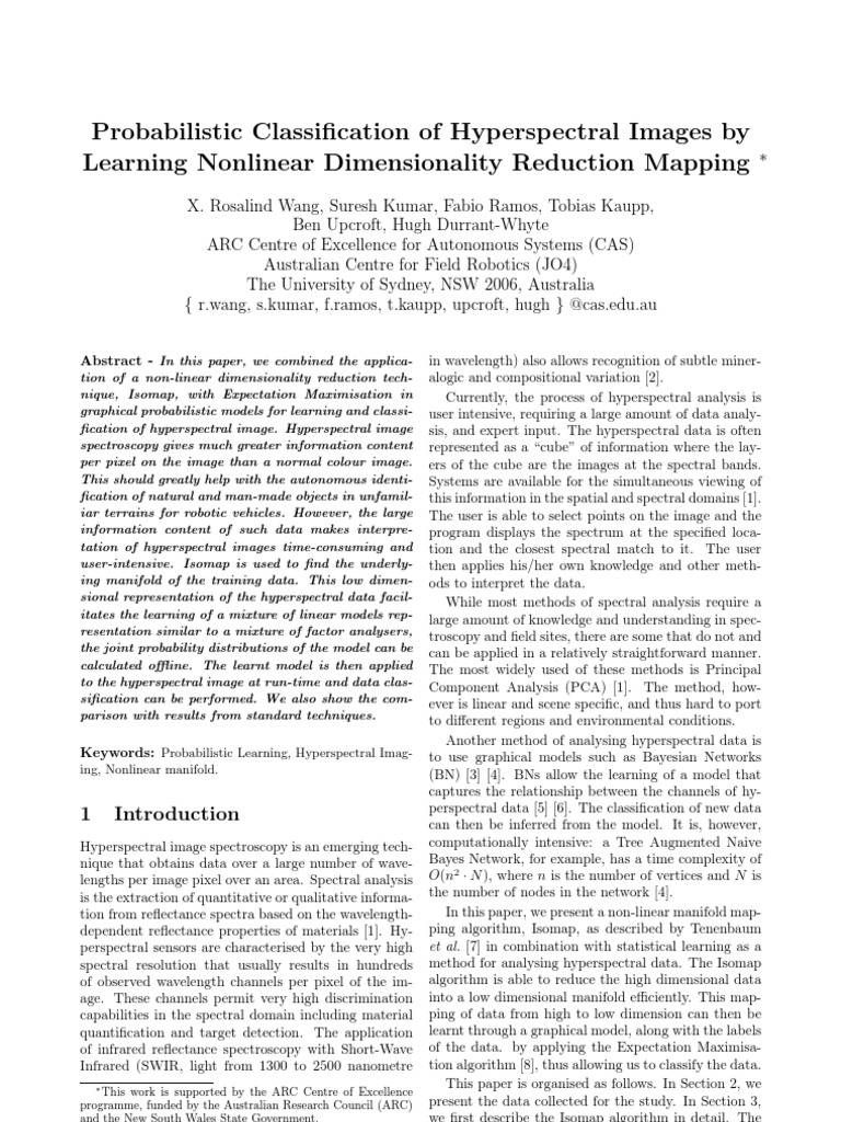 Probabilistic Classification of Hyperspectral Images by Learning Nonlinear Dimensionality ...