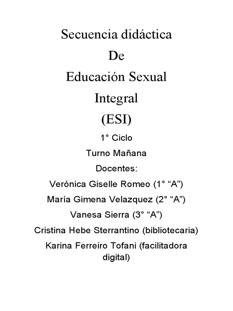 Secuencia Didáctica ESI NUESTRO CUERPO-1 | PDF | Salón de clases | Aprendizaje