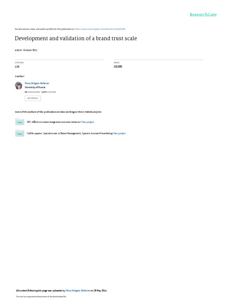 Development_and_validation_of_a_brand_trust_scale | PDF | Factor Analysis | Validity (Statistics)