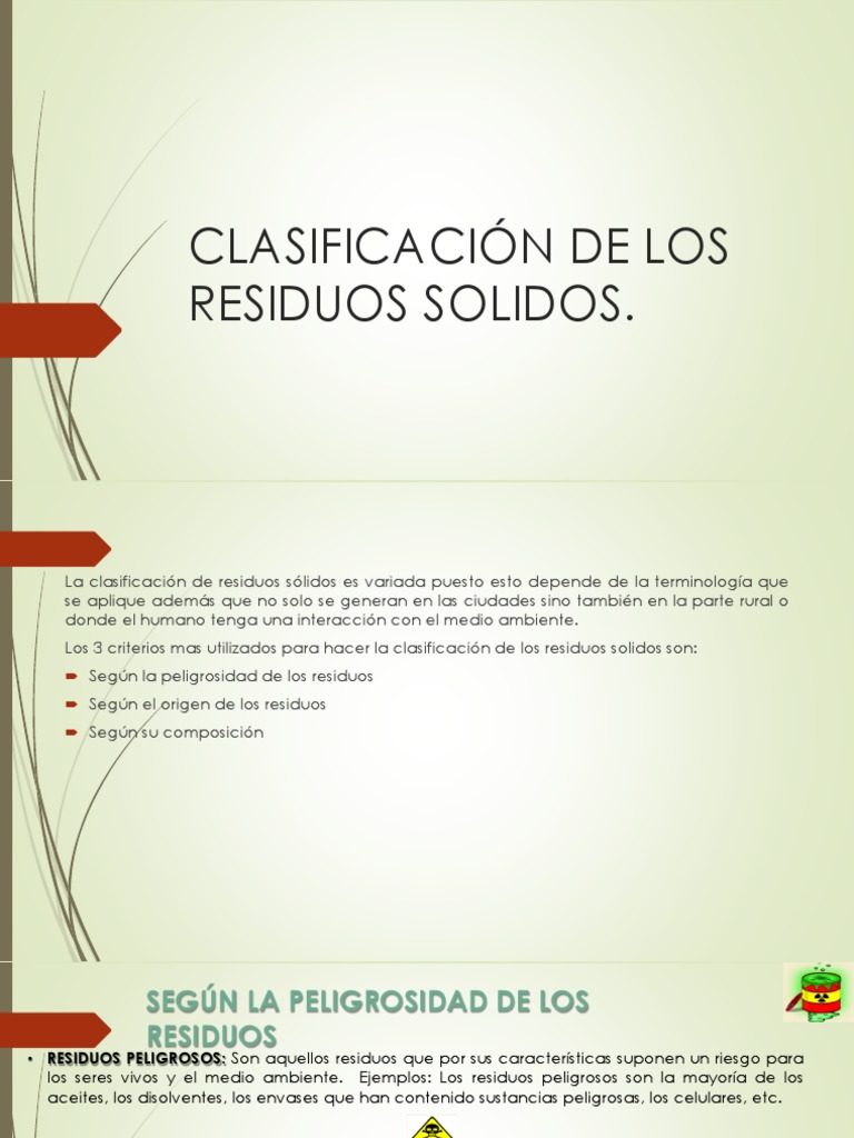 CLASIFICACION DE LOS RESIDUOS SOLIDOS-cp2 | PDF | Residuos | Reciclaje