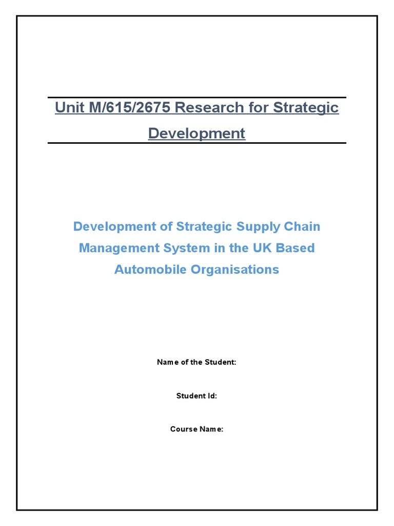 Development of Strategic Supply Chain Management System in The UK Based ... Development of Strategic Supply Chain Management System in The UK Based ...