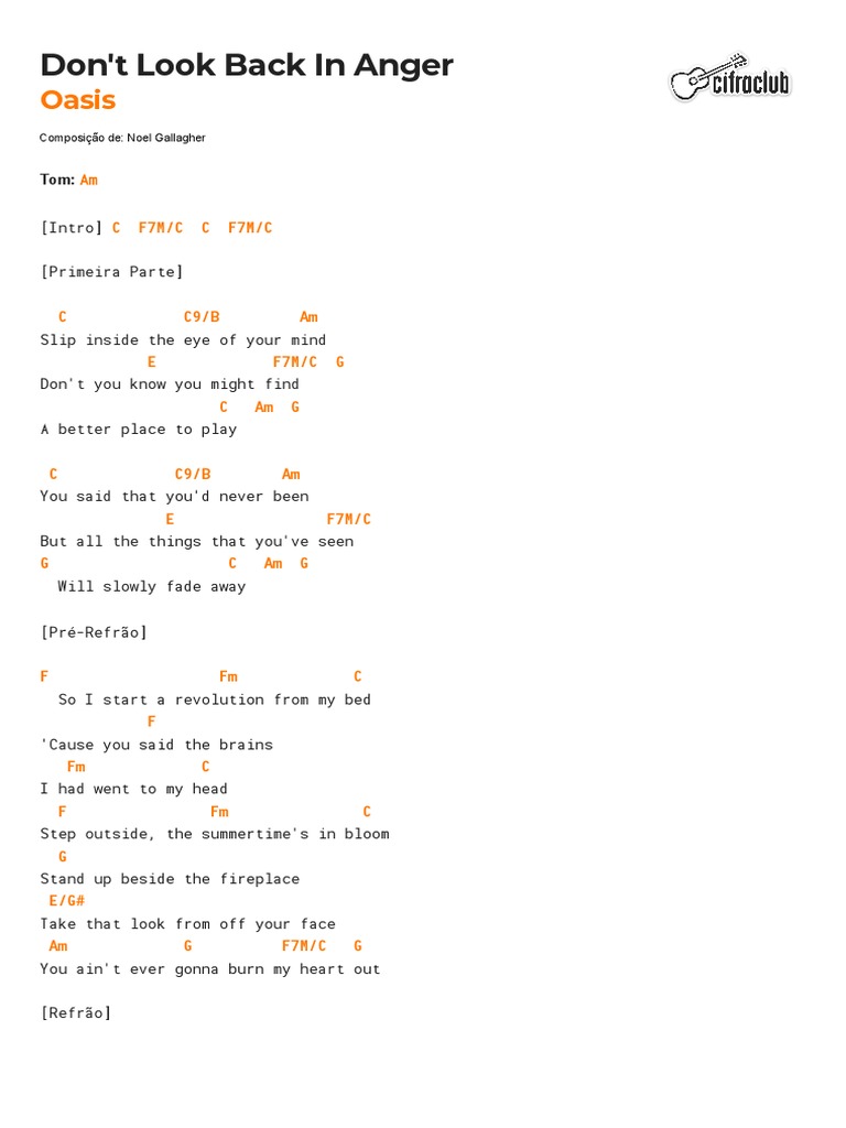 Oasis - Don't Look Back in Anger | PDF