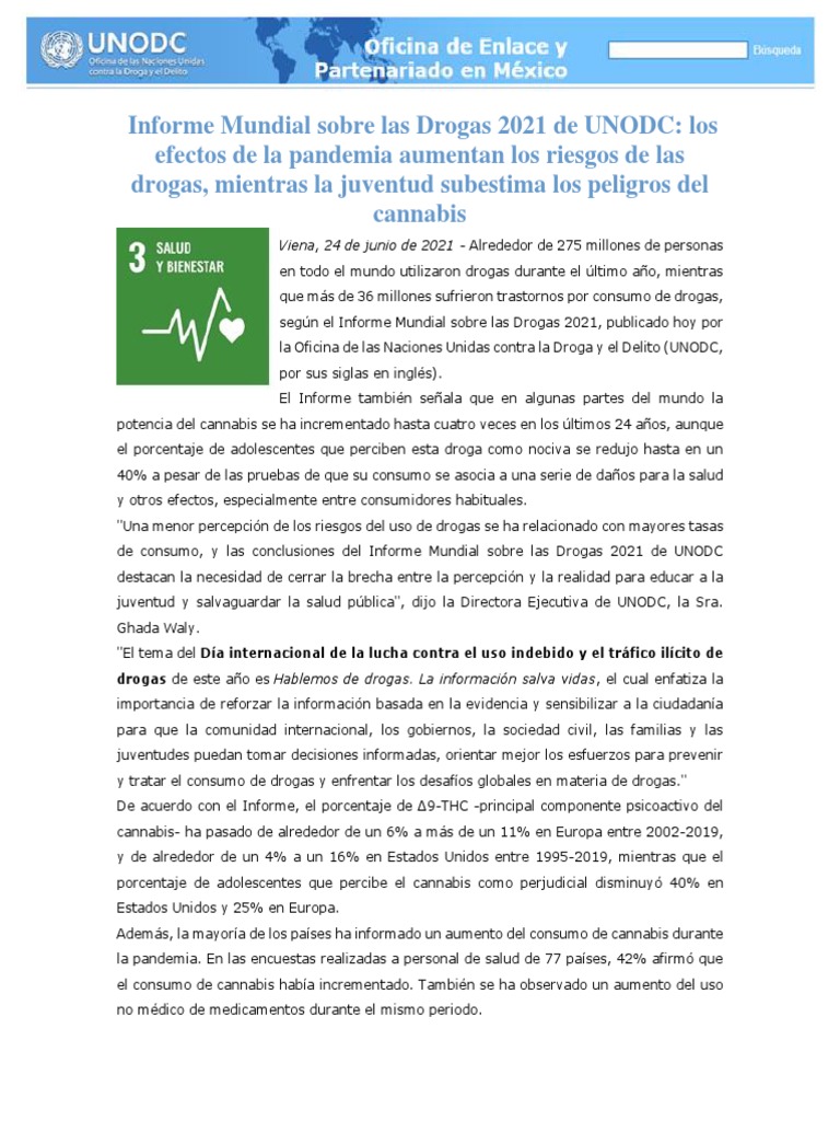 Informe Mundial Sobre Las Drogas 2021 de UNODC | PDF | Comercio ilegal de drogas | Drogas