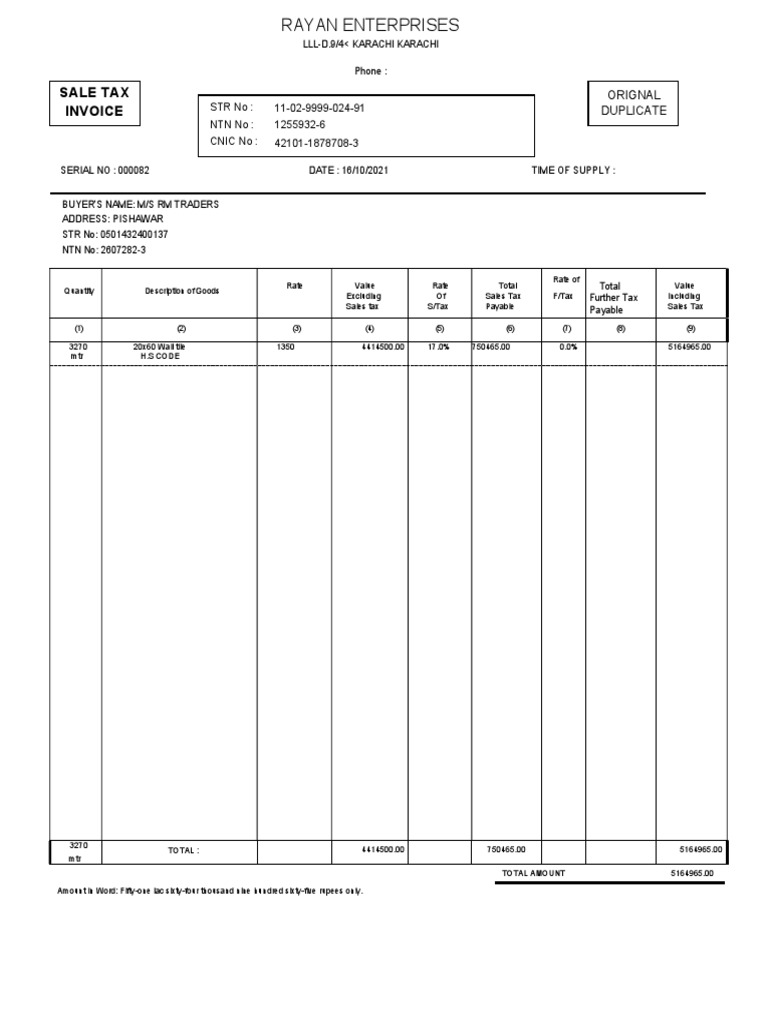 RM Traders Invice | PDF
