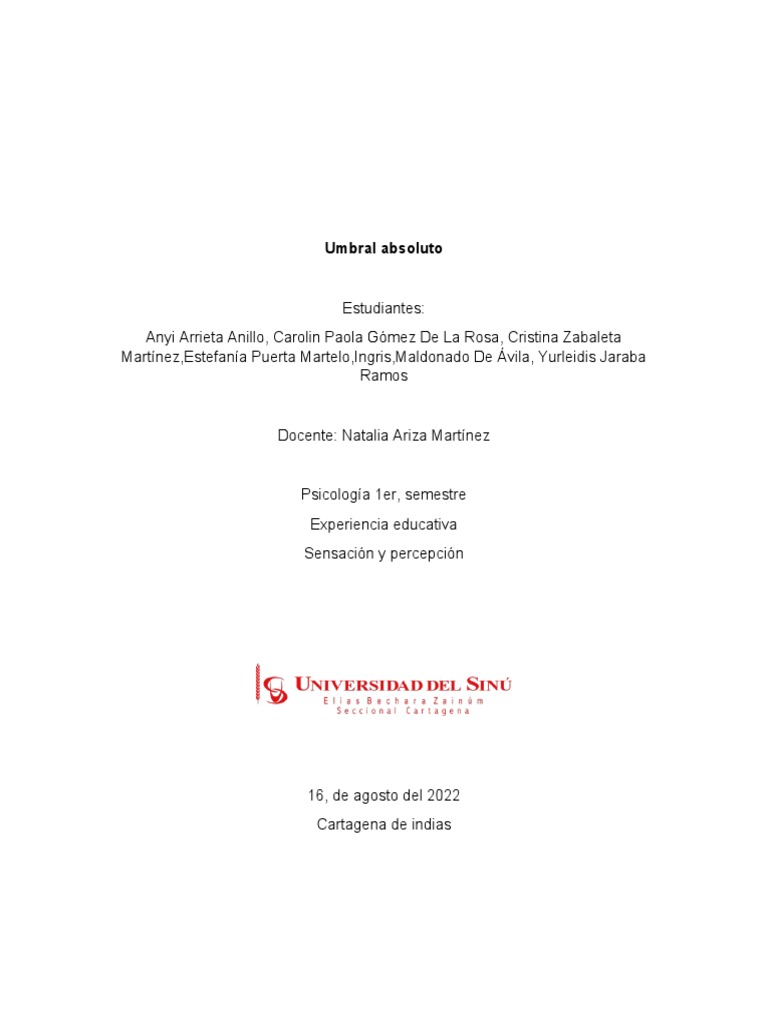 El Umbral Absoluto | PDF | Psicología cognitiva | Experiencia subjetiva