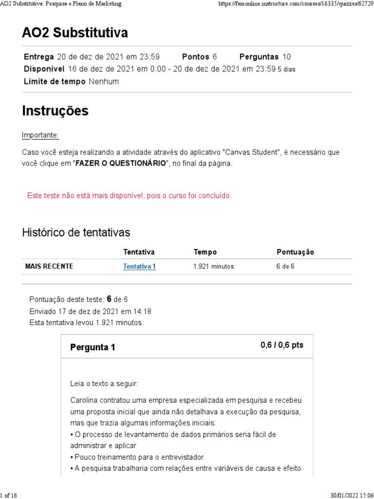 AO2 Substitutiva Pesquisa e Plano de Marketing | PDF | Amostragem (Estatística) | Turismo