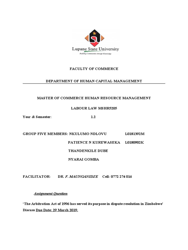 Labour Law Assignment | PDF | Arbitration | Alternative Dispute Resolution