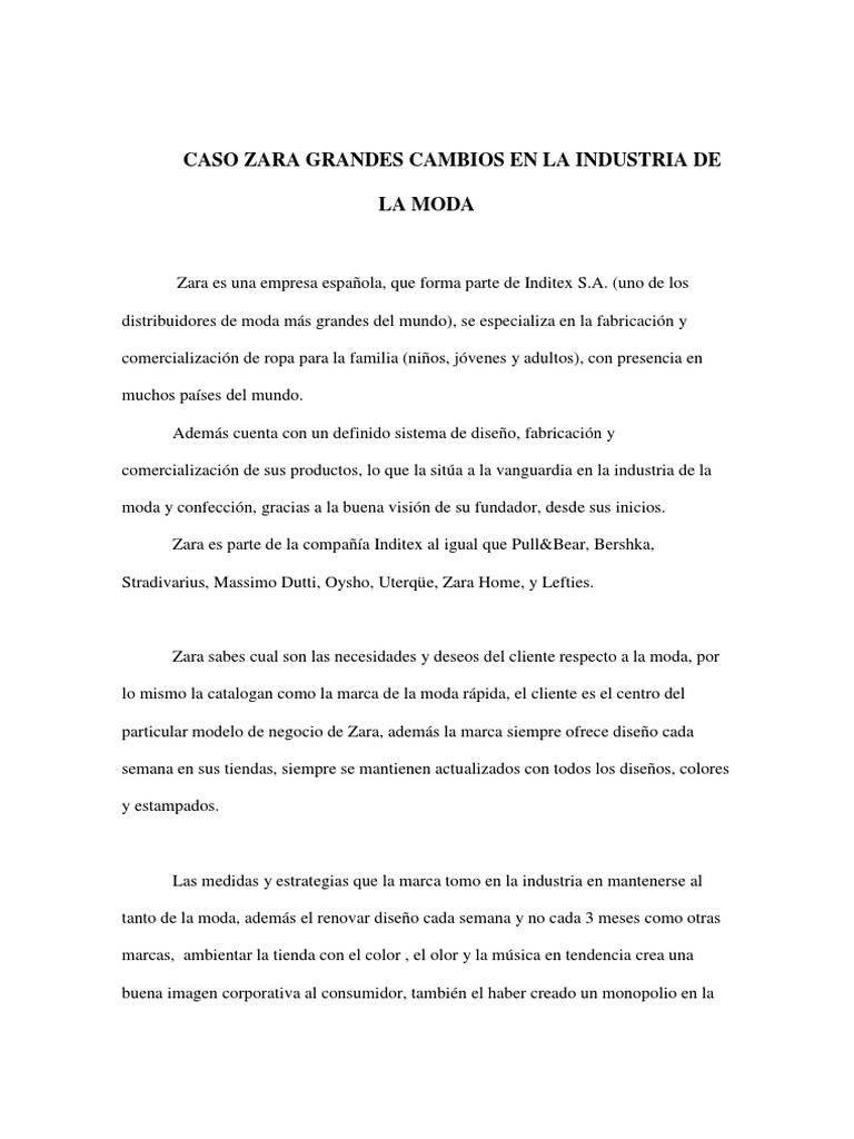 ..Caso Sara Grandes Cambios en La Industria de La Moda | PDF | Moda