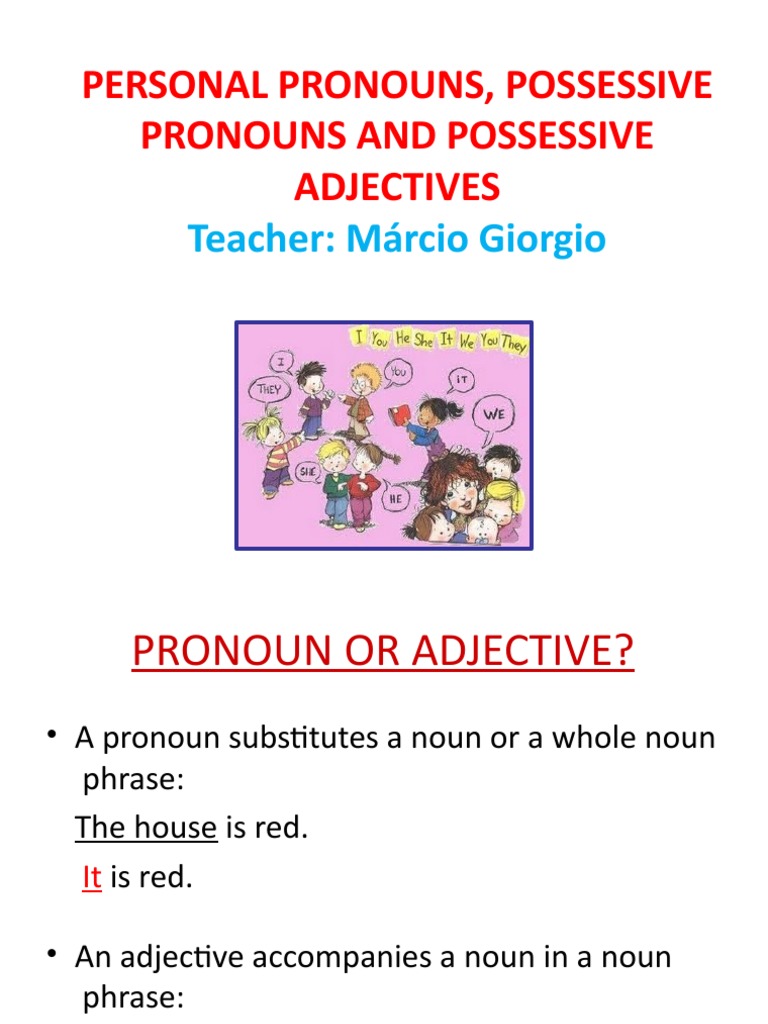 Adjective and Possessive Pronouns | PDF | Grammatical Number | Pronoun