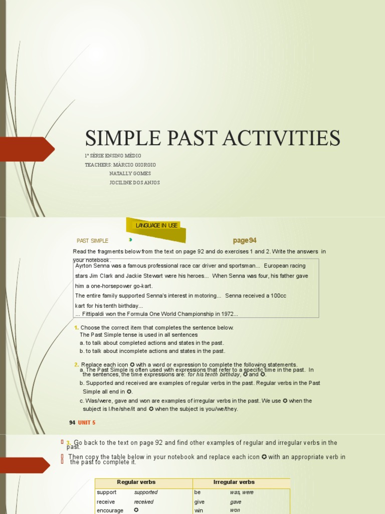 Simple Past Activities for High School | PDF | Athena | Greek Mythology