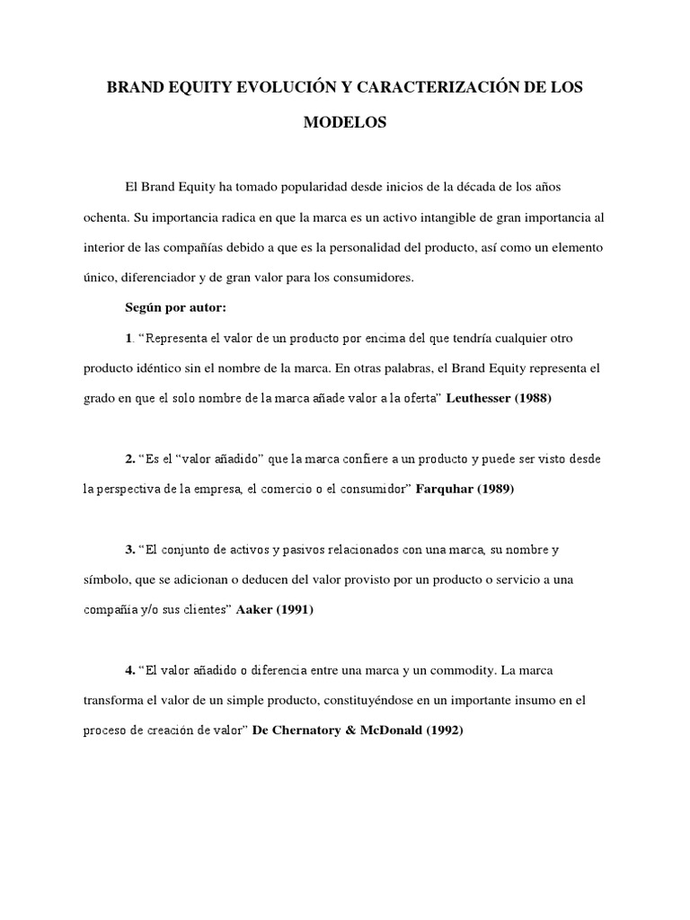 Caso Brand Equity | PDF | Marca | Calidad (comercial)