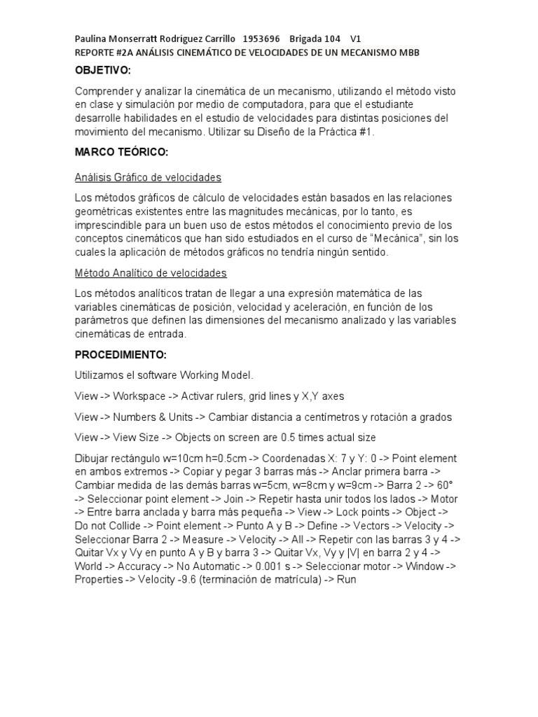 Reporte 2a Lab Dinamica | Descargar gratis PDF | Cinemática | Ingeniería mecánica