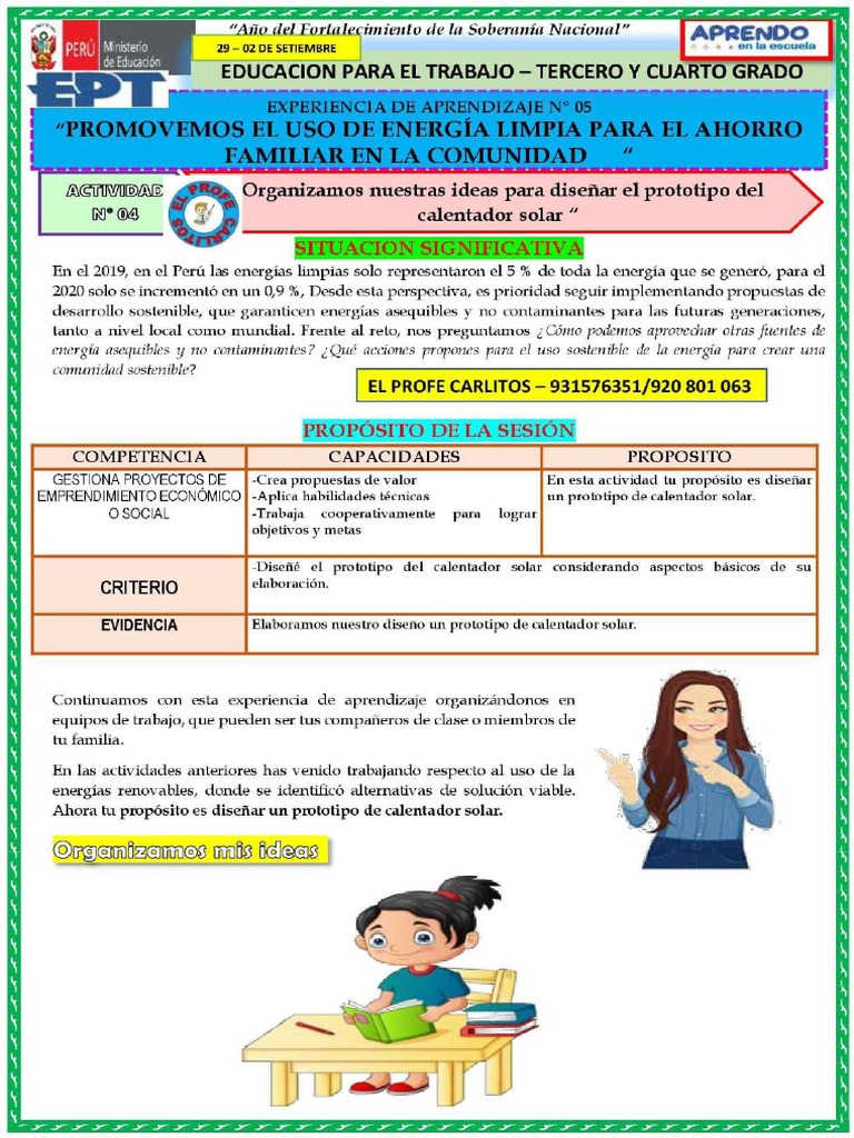 Experiencia de Aprendizaje #05 - Actividad #04 - 3ero y 4to - Ept - 00001 | PDF