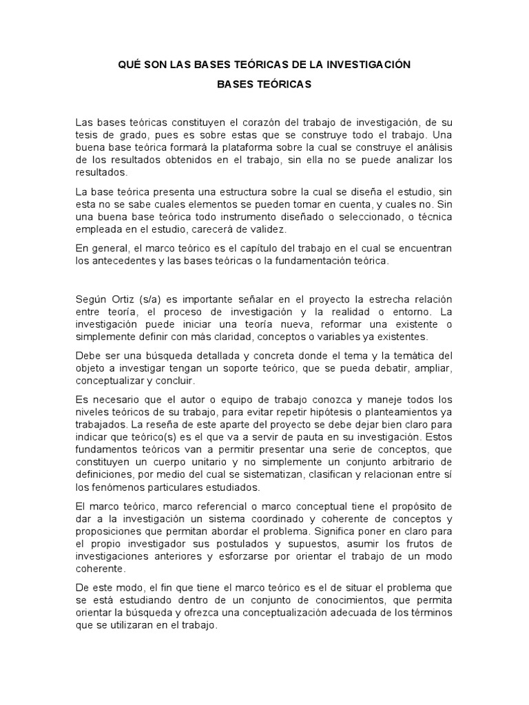 Qué Son Las Bases Teóricas de La Investigación | PDF | Teoría | Paradigma