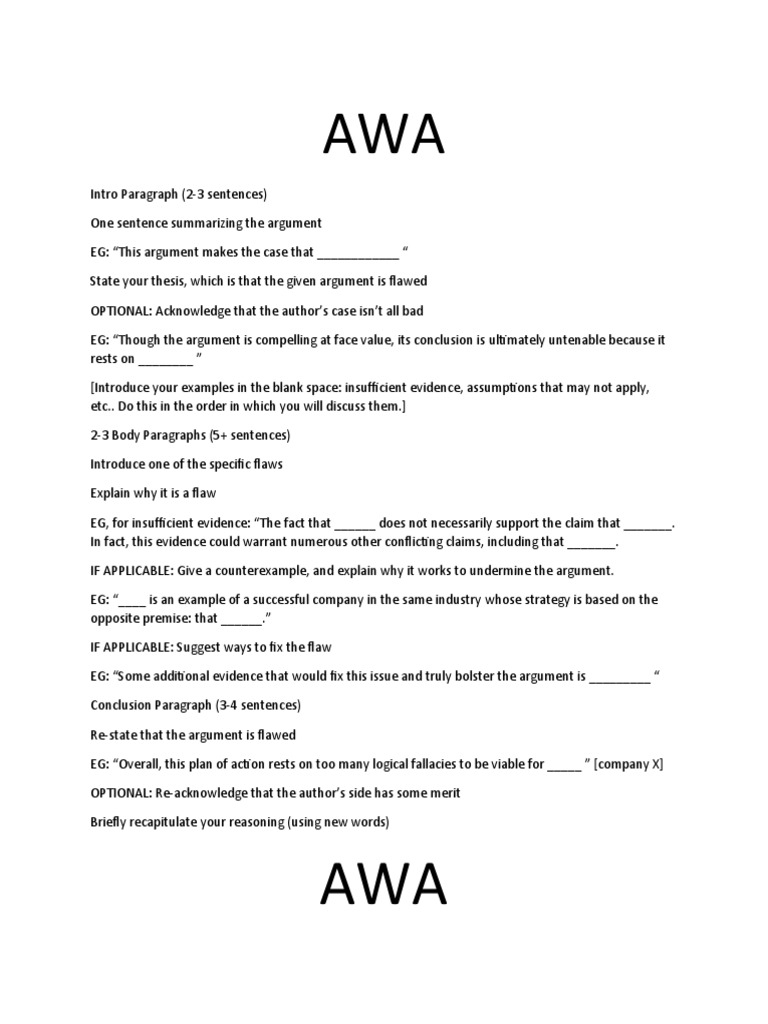 AWA Template | PDF | Argument | Fallacy