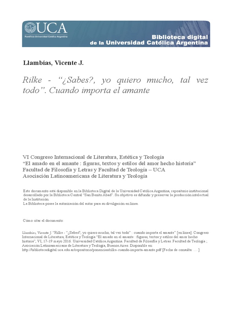 Rilke Cuando Importa Amante | Descargar gratis PDF | Amor | Rainer ...