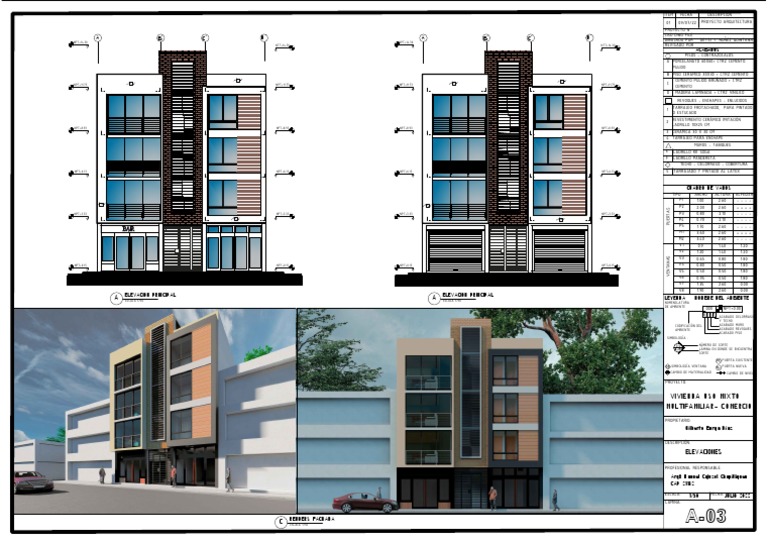 Elevaciones Arq Multifamiliar | PDF | Sectores Economicos | Ingeniería de Edificación