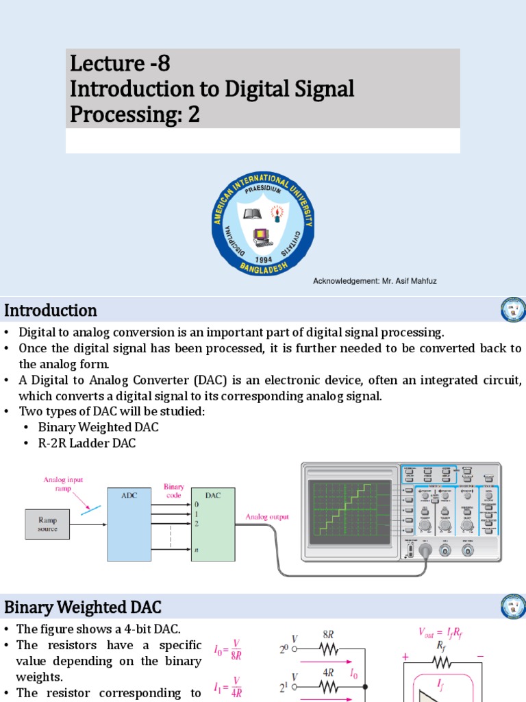 Lecture - 8 Introduction To Digital Signal Processing: 2: Prepared By: Asif Mahfuz | PDF ...