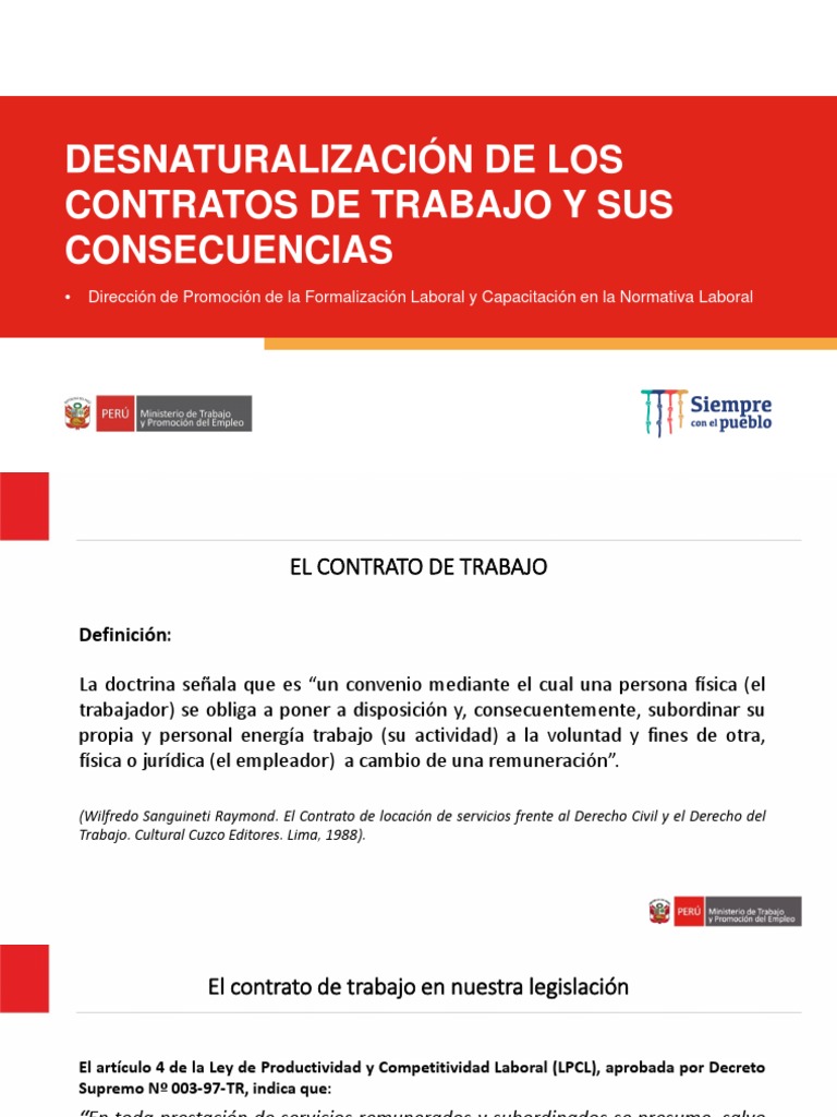 Desnaturalización de Los Contratos de Trabajo y Sus Consecuencias | PDF | Derecho laboral | Caso ...