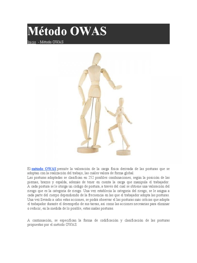 Método OWAS: Evaluación de Posturas Laborales | PDF | Software