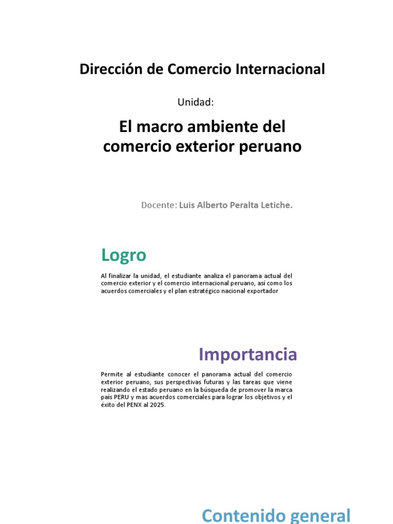 Panorama del Comercio Exterior Peruano | PDF | Perú | Exportaciones