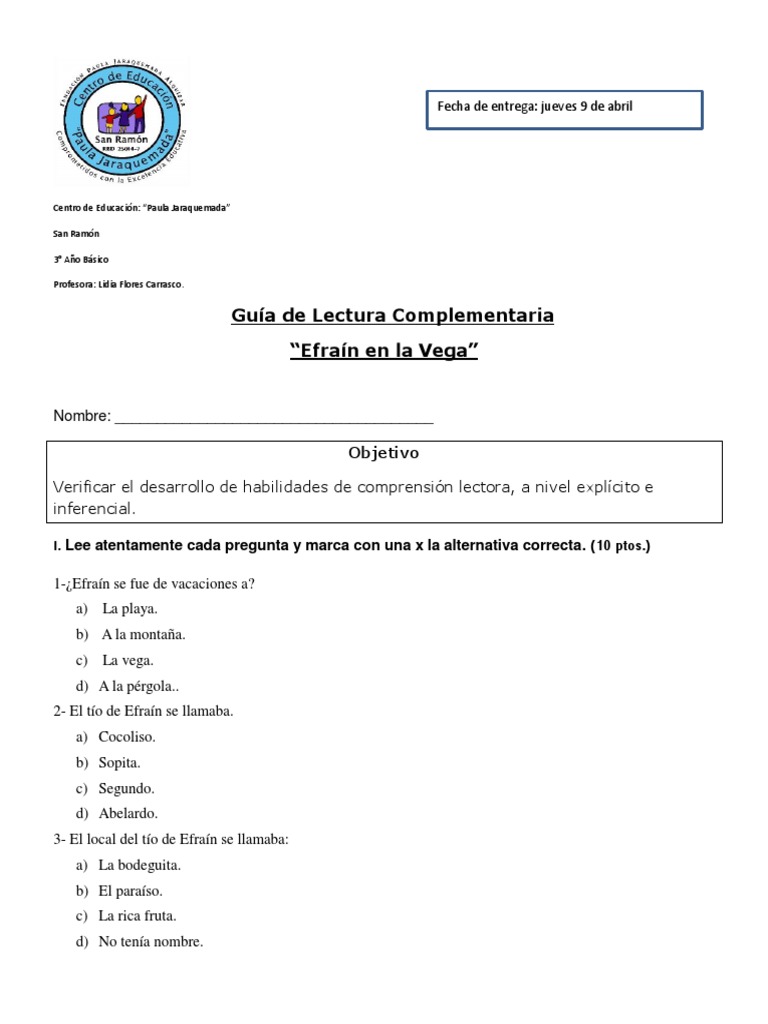 Guía Lectura Complementaria 3° | PDF