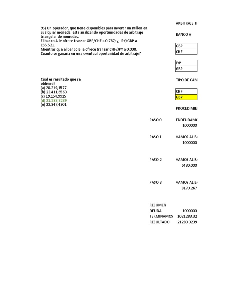 Arbitraje Triangular de Monedas | PDF | Arbitraje | Libra esterlina