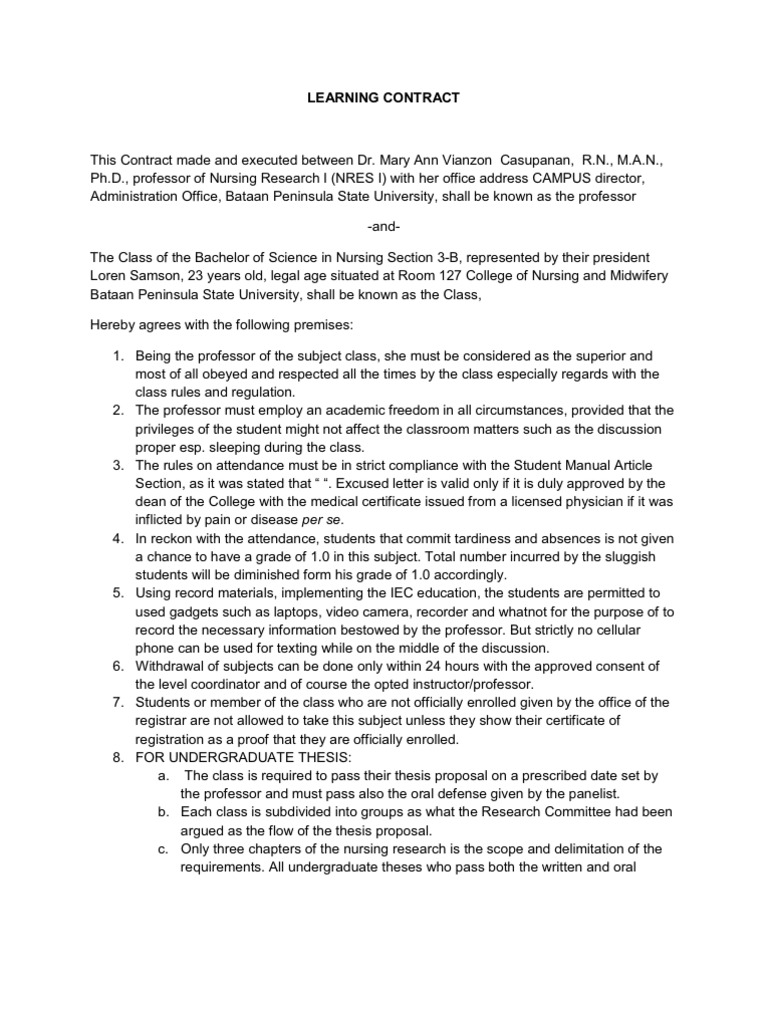 Learning Contract | PDF