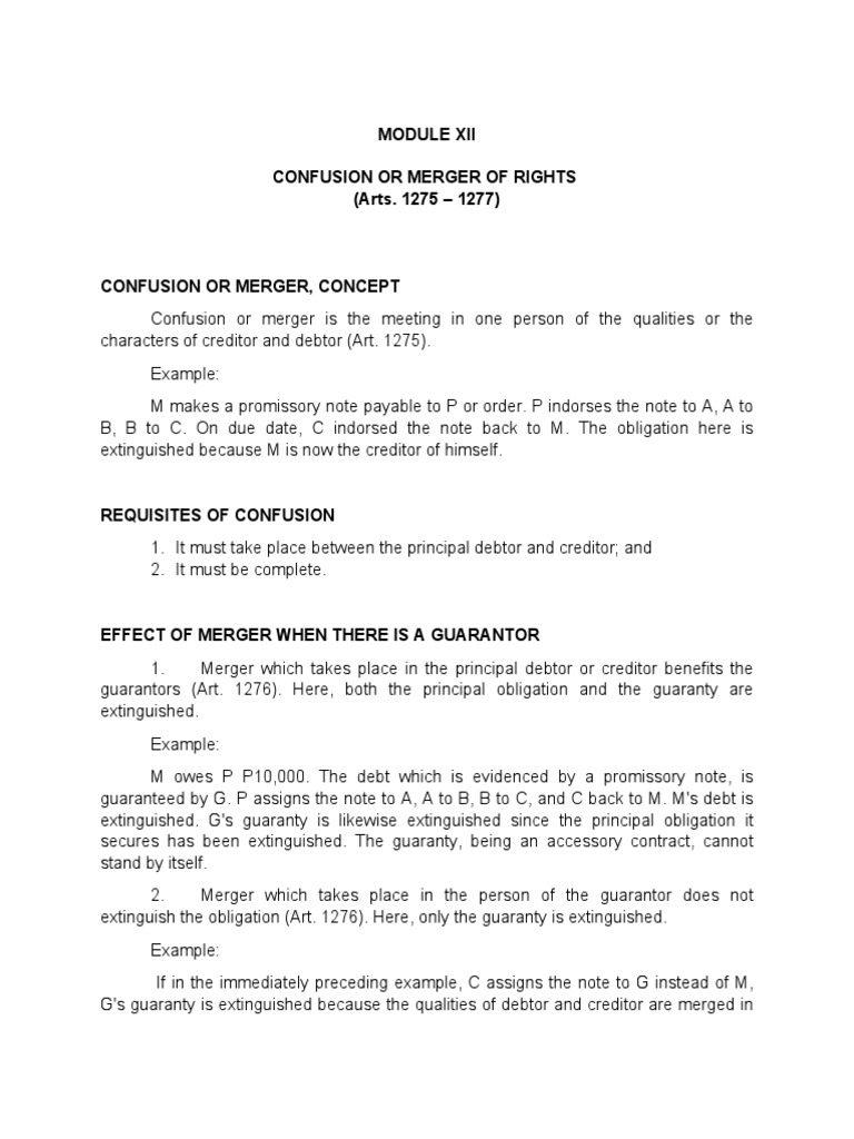 Confusion or Merger of Rights | PDF | Guarantee | Civil Law (Legal System)