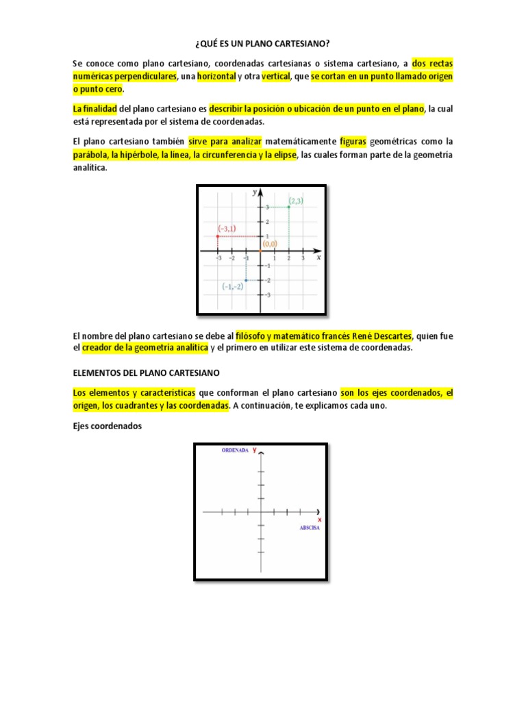 Introducción al Plano Cartesiano | PDF | Sistema de coordenadas ...