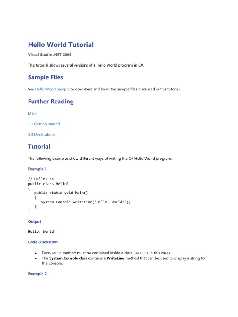 C Tutorial Pdf C Sharp Programming Language Class Computer Programming