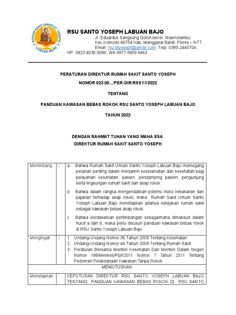 Panduan Kawasan Bebas Rokok RSU Santo Yoseph | PDF