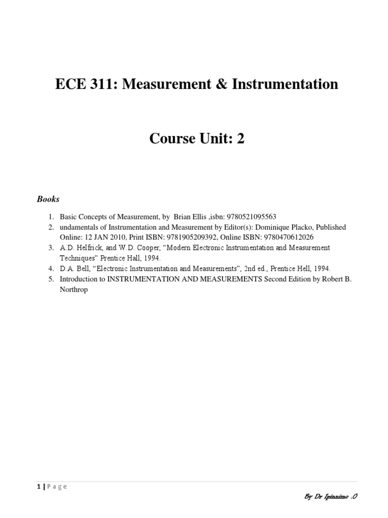 ECE 311 Measurement & Instrumentation-1 | PDF | Measuring Instrument ...