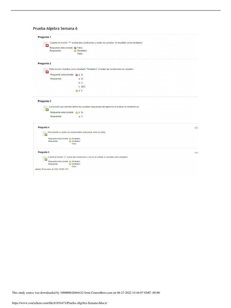 Prueba Algebra Semana 6 | PDF | Teaching Methods & Materials