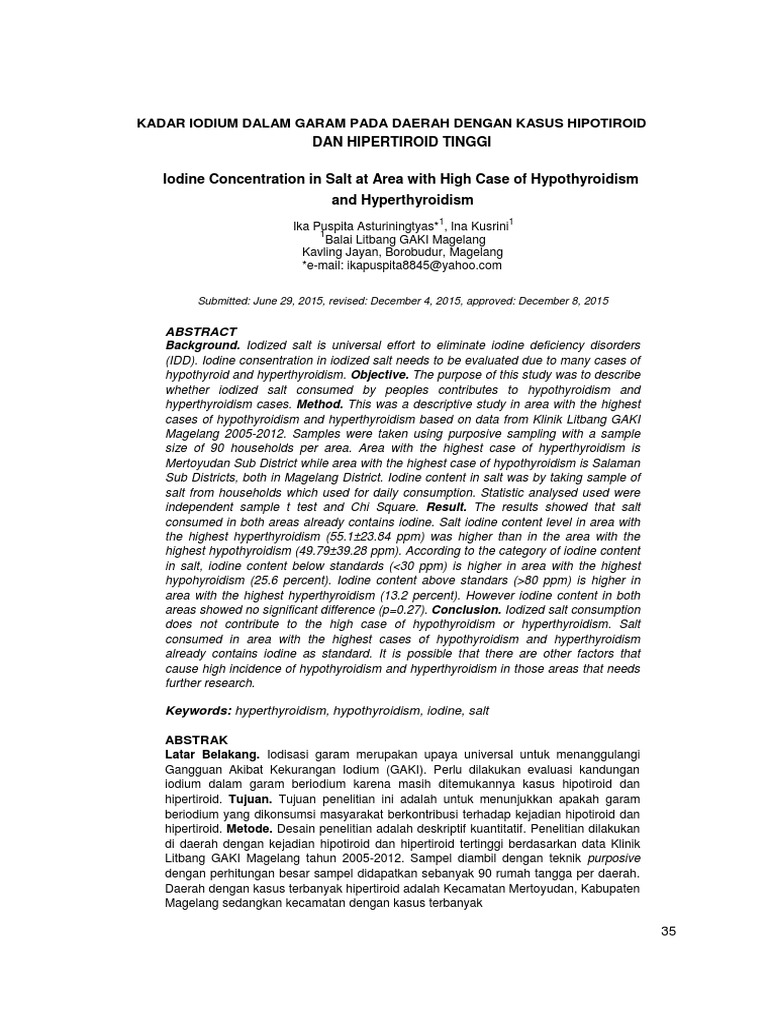Jurnal Penyebab Hipertiroid 1 | PDF | Salt | Thyroid Disease