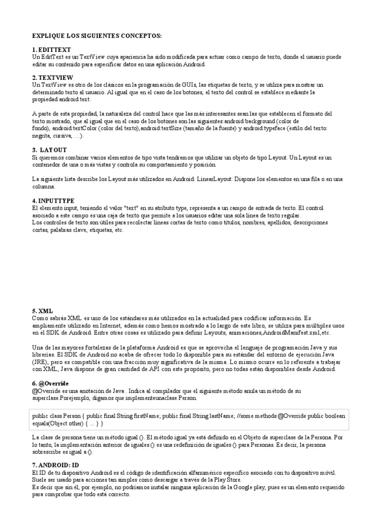 Tarea 1 | PDF | Java (lenguaje de programación) | Android (sistema ...