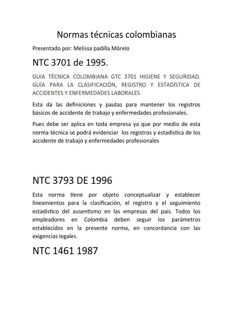 Normas Técnicas Colombianas NTC 3701 | PDF | Tecnología