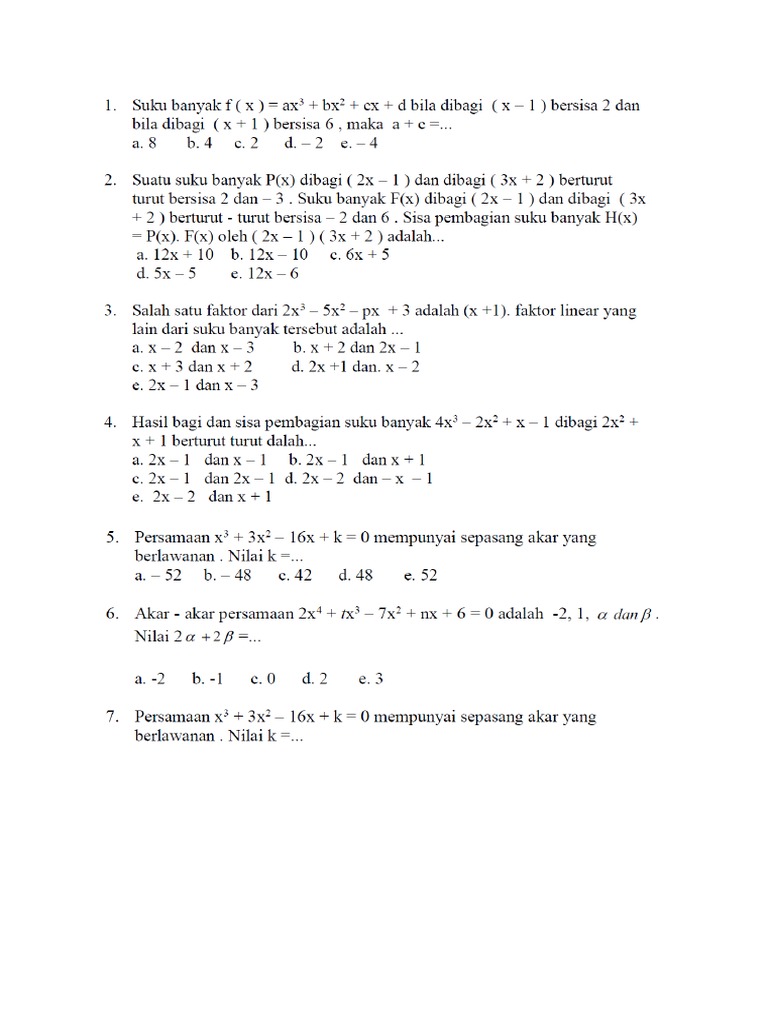 Kumpulan Soal Polinomial | PDF