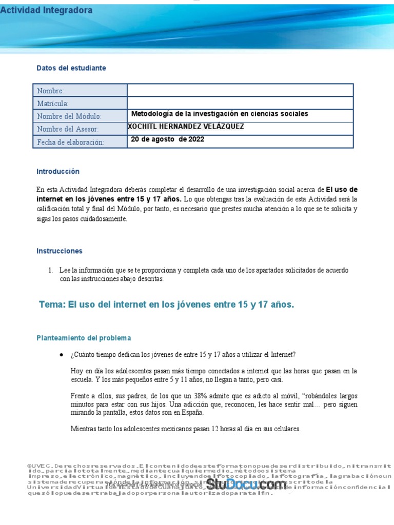 Actividad Integradora | PDF | Internet | Servicio de redes sociales