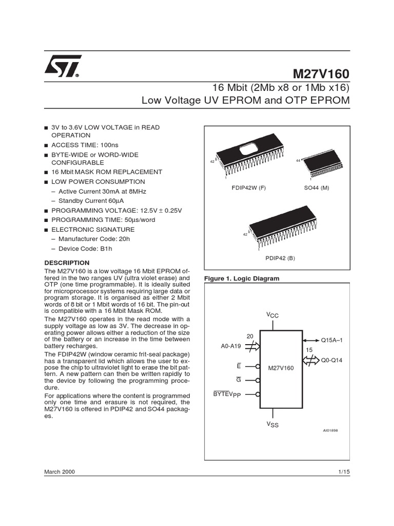 16 Mbit (2Mb x8 or 1Mb x16) Low Voltage Uv Eprom and Otp Eprom | PDF ...