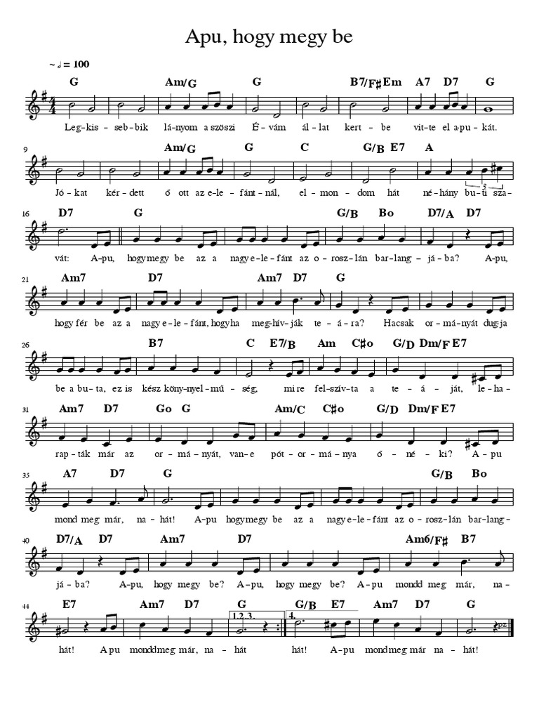 Apu, Hogy Megy Be Sheet Music | PDF