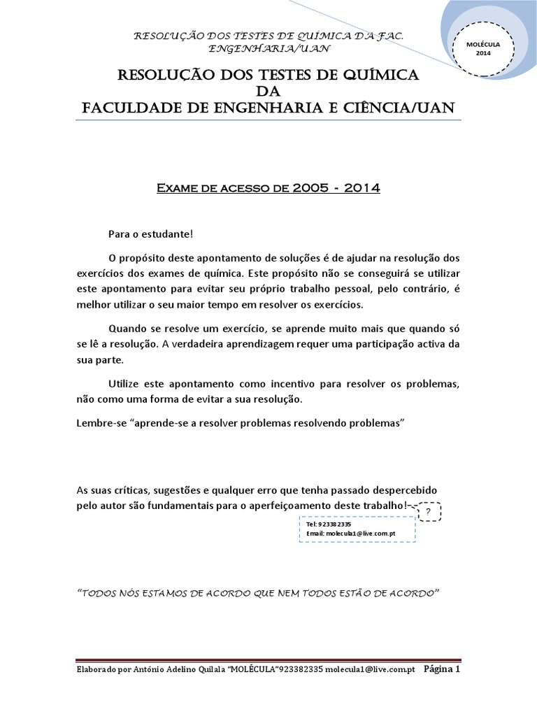 Azdoc - Tips Teste de Quimica 2005 2014 | PDF | Ácido clorídrico | Química