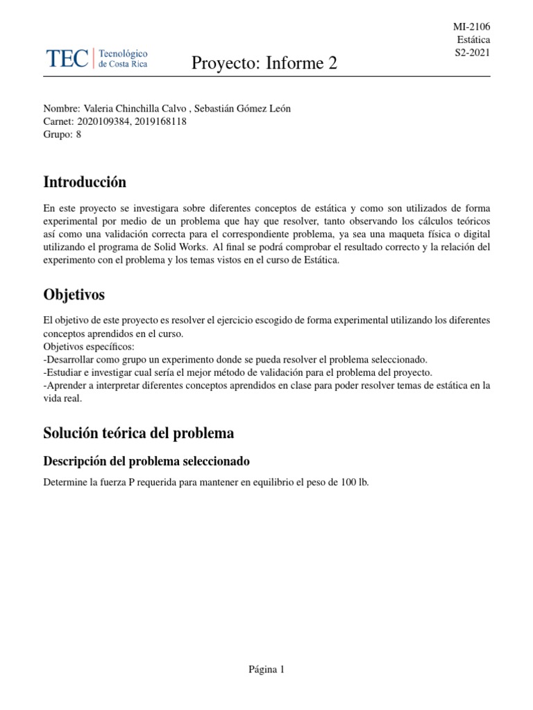 Proyecto Final Estática | PDF | Tensión (Física) | Fuerza