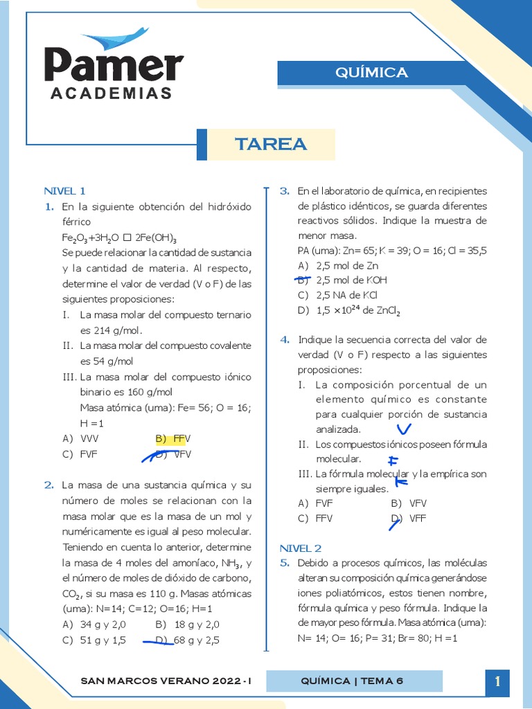 T - Sem6 - Q - Unidades Quimicas de Masa | PDF | Compuestos químicos | Mole (Unidad)